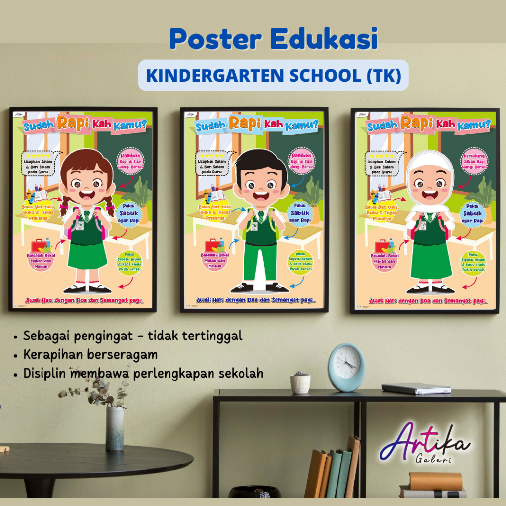 Jual Poster Edukasi Sudah Rapikah Kamu Disiplin Perlengkapan Sekolah TK ...