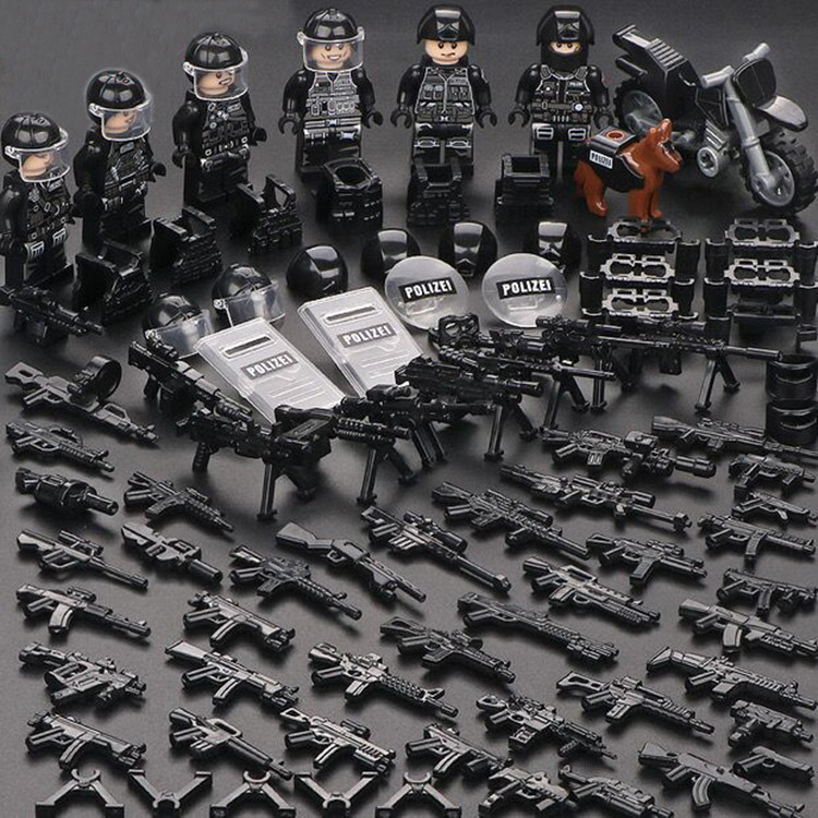 Jual Mainan Minifigure Military Swat Team Guns WW2 Building Blocks ...