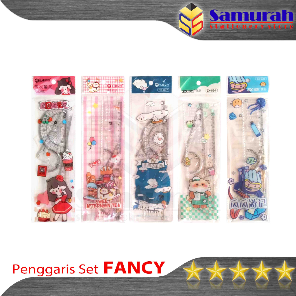 Jual Penggaris Set lengkap Fancy 4 in 1 / Segitiga sama sisi - segitiga ...