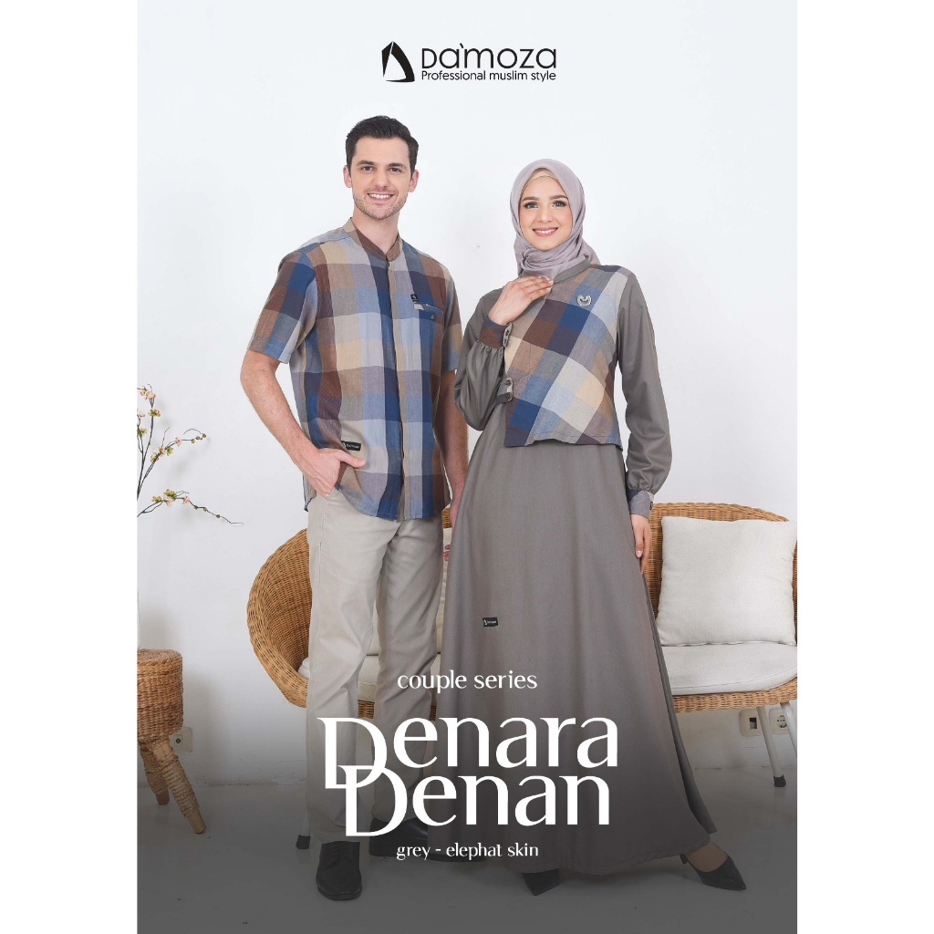 Jual ( Sarimbit Damoza Couple Denan & Denara Grey - Elephant Skin ) Gamis Damoza Denara Koko ...