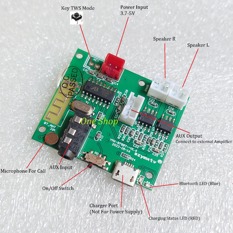 Jual Module Bluetooth TWS Amplifier Mini 2X 5W Modul TWS Bluetooth 5.2 ...