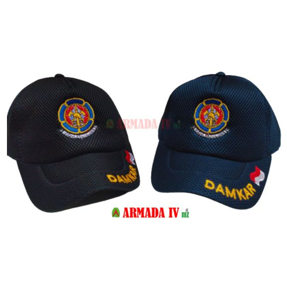 Jual Topi Jaring DAMKAR MP Topi Damkar Merah Putih Jala HITAM/BIRU DONGKER | Shopee Indonesia