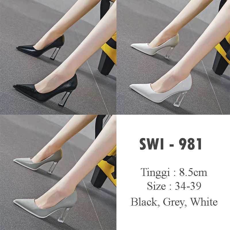 Jual SL981 Black/White/Grey-Hak tinggi polos 8.5cm-Heels hitam polos ...