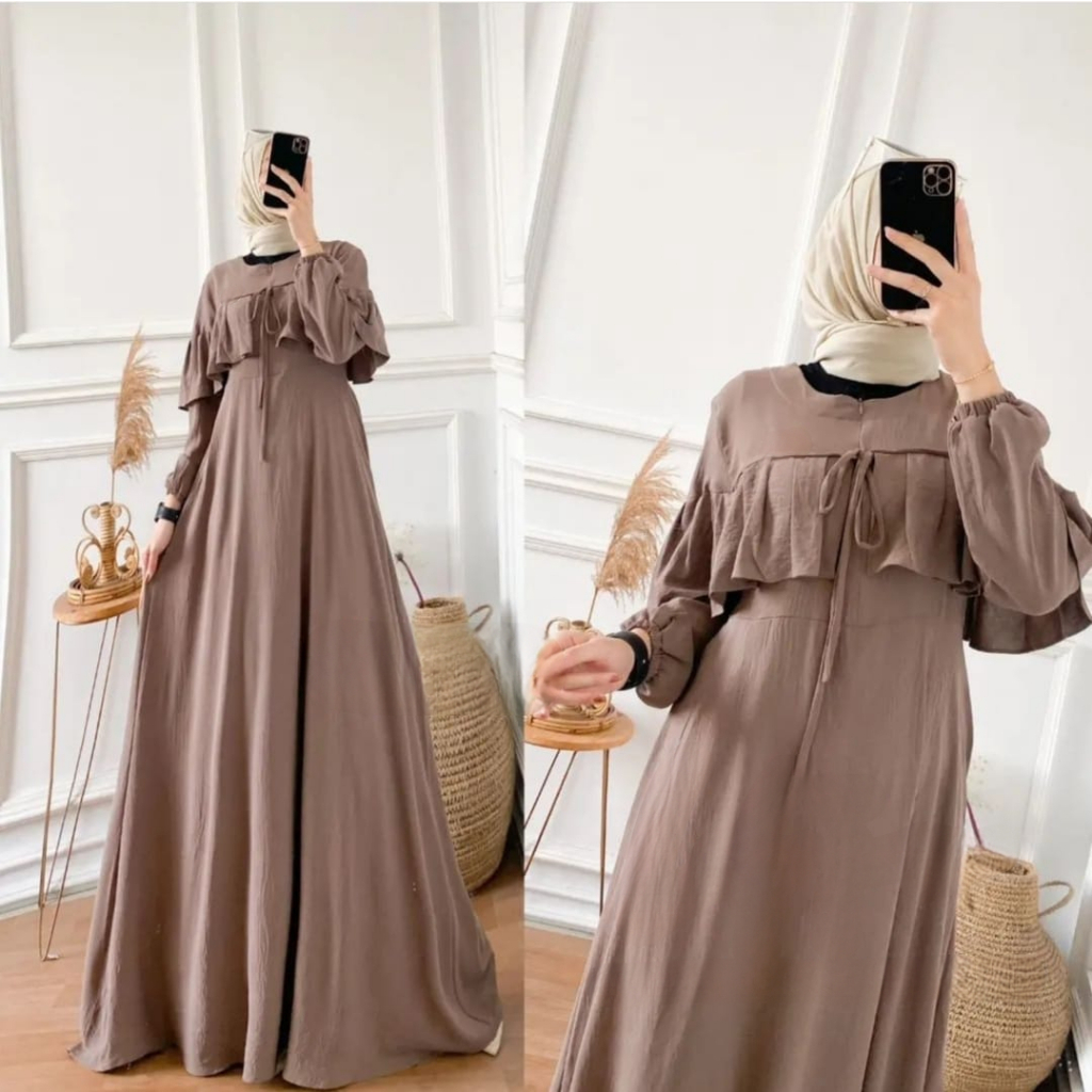 Jual Gamis kondangan simple 2025 bahan Crinkle model elegan kekinian ...