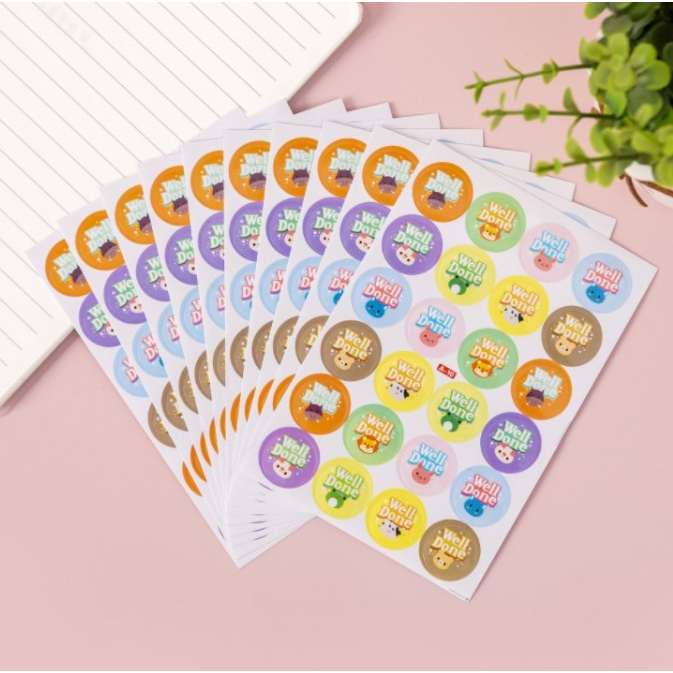 Jual Stiker Label Bulat Reward Anak 1 Lembar (Isi 24 Bulat Stiker ...