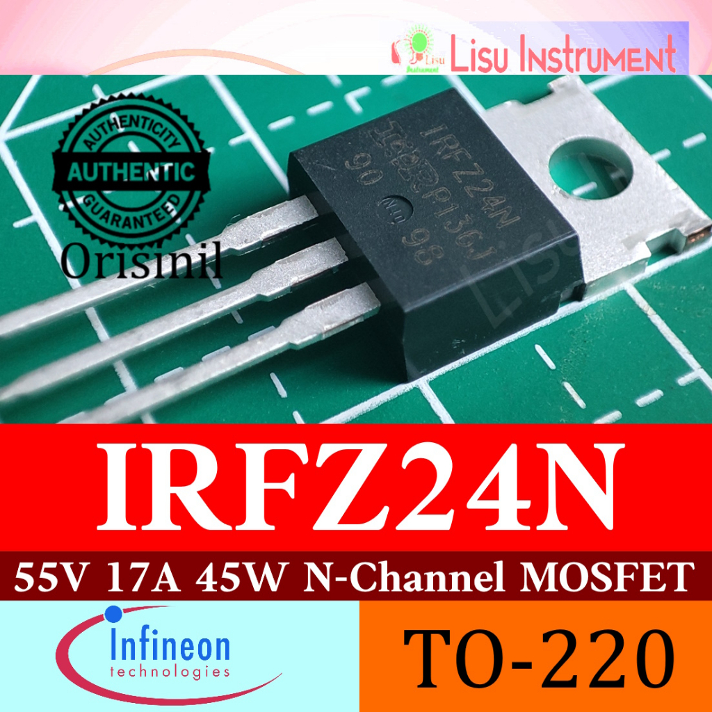 Jual IRFZ24N 55V 17A 45W N-Channel MOSFET TO-220 ORIGINAL Infineon IRFZ24NPBF | Shopee Indonesia