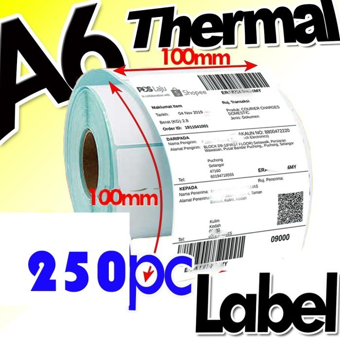 Jual LABEL THERMAL STIKER 100mm x100mm LABEL STICKER DIRECT THERMAL ...
