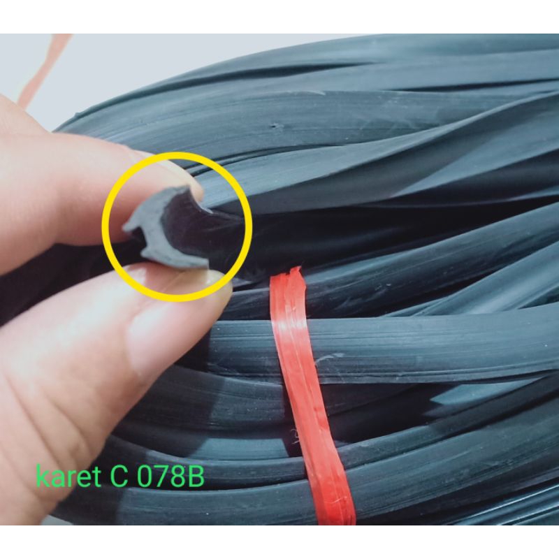Jual Karet C List Pintu Aluminium/Karet List Kaca 078B Hitam Karet Kaca ...