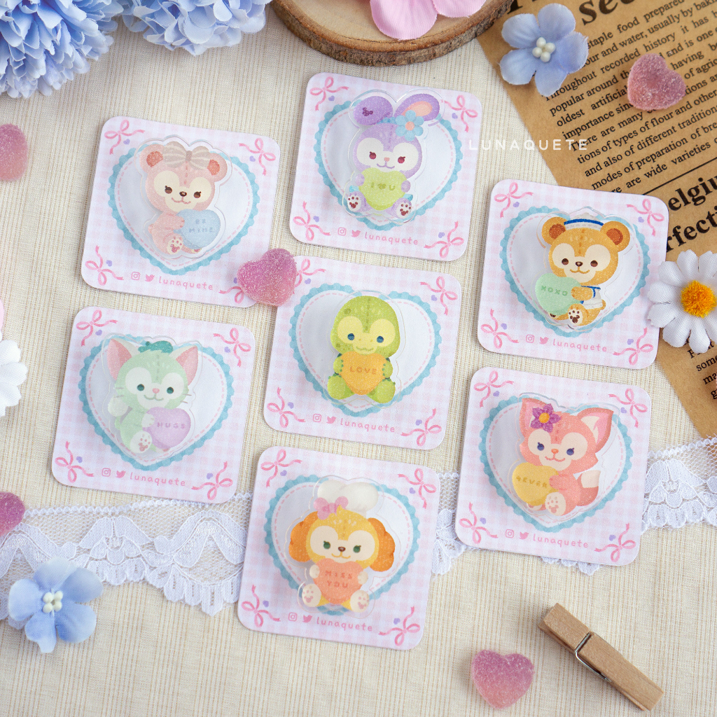 Jual [ REQUEST J&T ] Heart Candies Disney Cute Acrylic Pin | Shopee ...