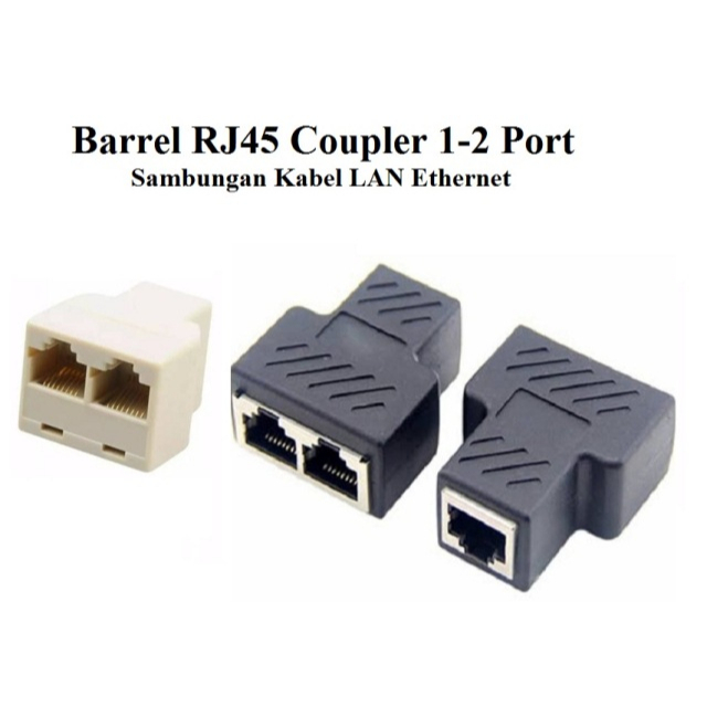 Jual Coupler Barrel RJ45 3Port Female Barel RJ45 Penyambung Kabel LAN ...