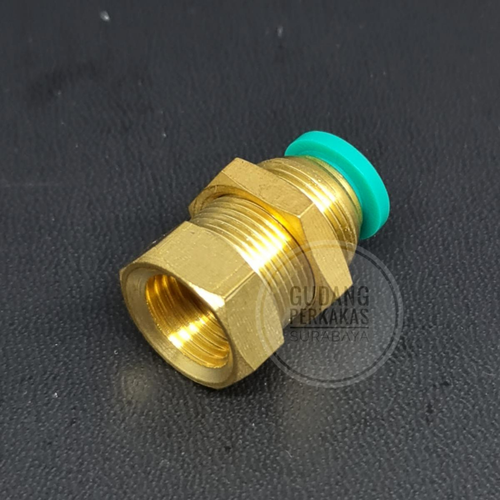 Jual BULKHEAD FEMALE FITTING 4 mm SELANG PU FITTING PU FITTING PNEUMATIC FITTING KOMPRESOR ...