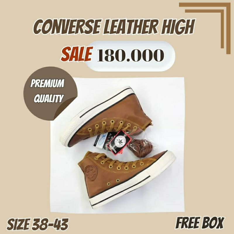 Jual Converse Leather premium / sepatu converse kulit tinggi/ sepatu ...