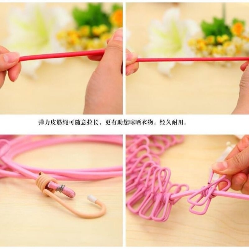 Jual Tali Jemuran Besi Portable 12 Jepitan Besi Tali Elastis | Shopee ...