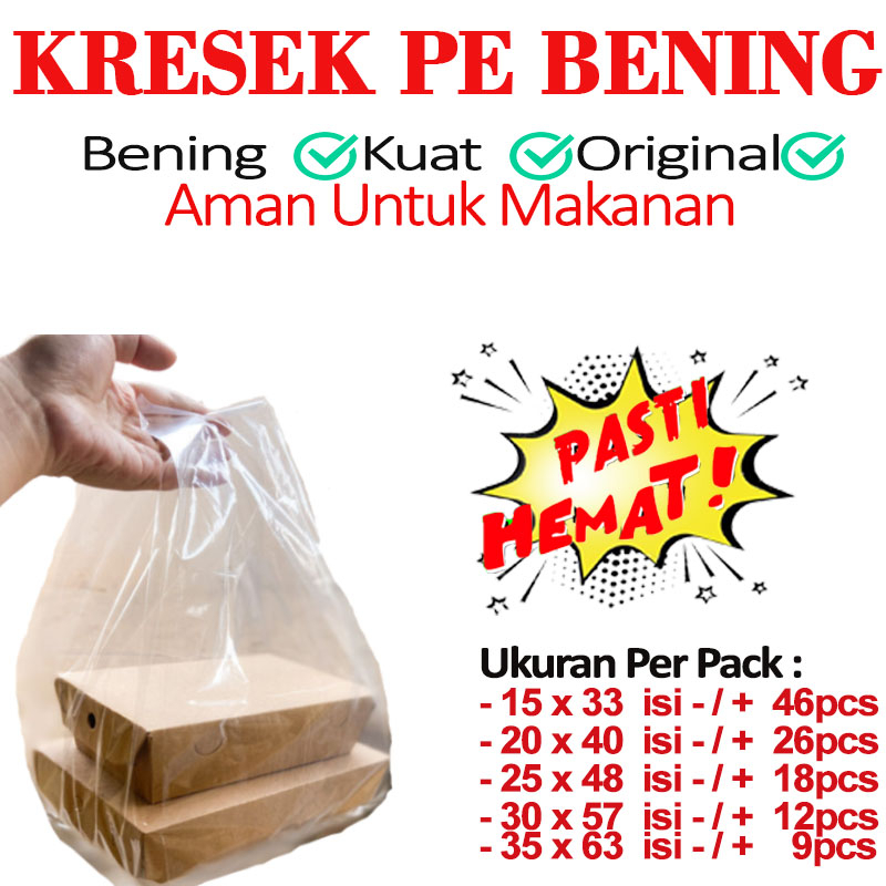 Jual kresek PE Bening | Kantong Kresek PE Bening TRANSPARAN LUNCH BOX I ...