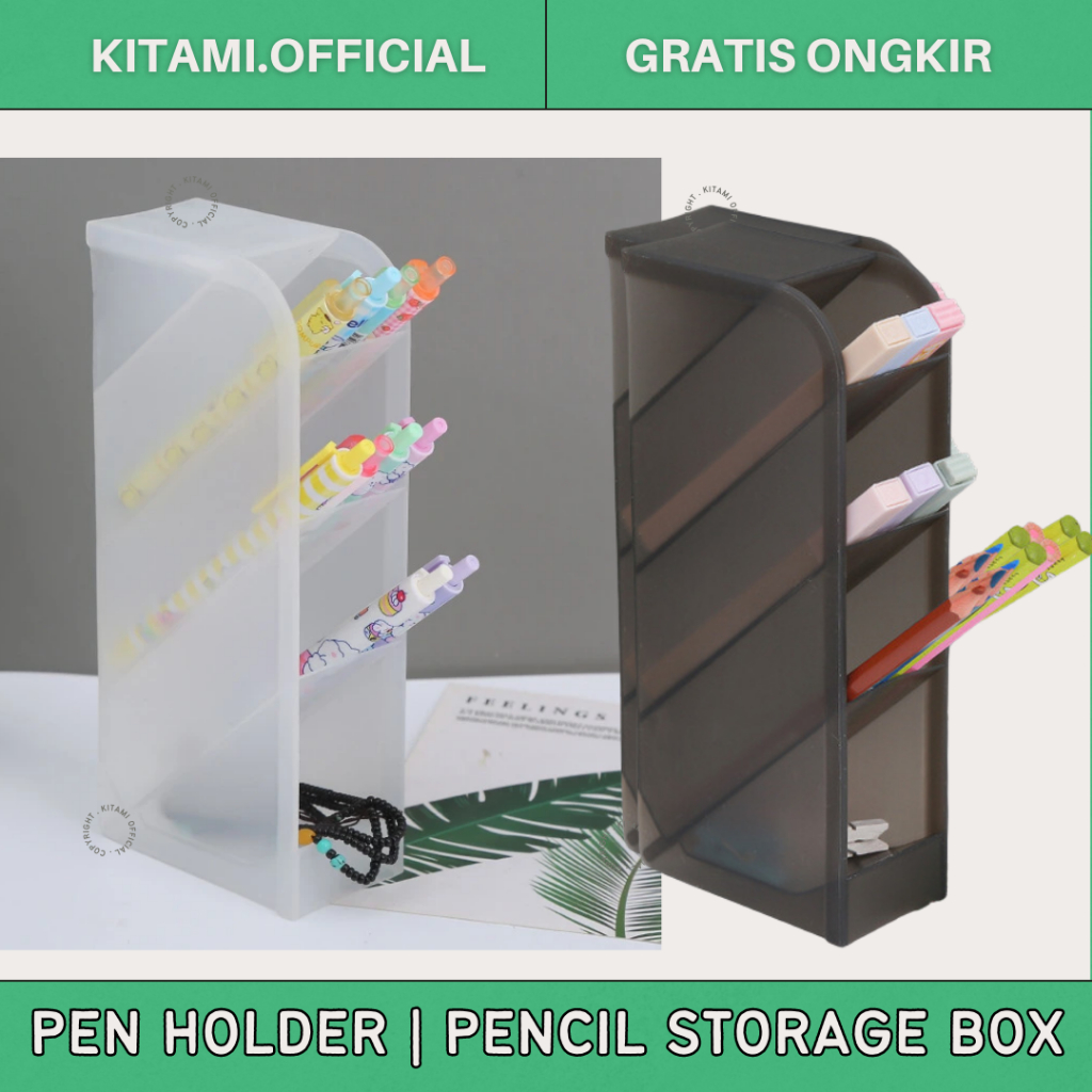 Jual PEN HOLDER ORGANIZER 3 SLOT | PENCIL STAND STORAGE BOX ORGANIZER ...