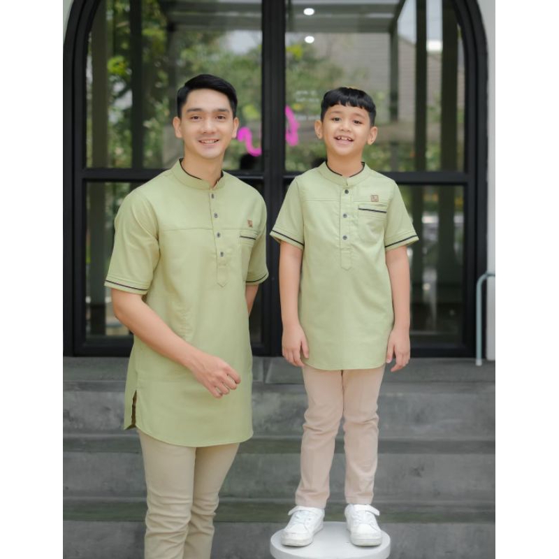 Jual Baju Koko Kurta Couple Dewasa dan Anak Warna Hijau Sage Green | Shopee Indonesia