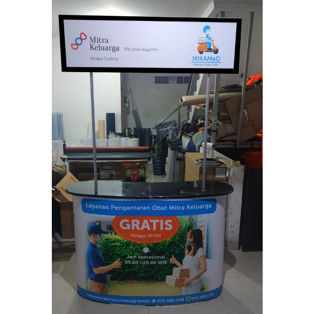 Jual Pop up counter meja pameran with header plang nama | Shopee Indonesia