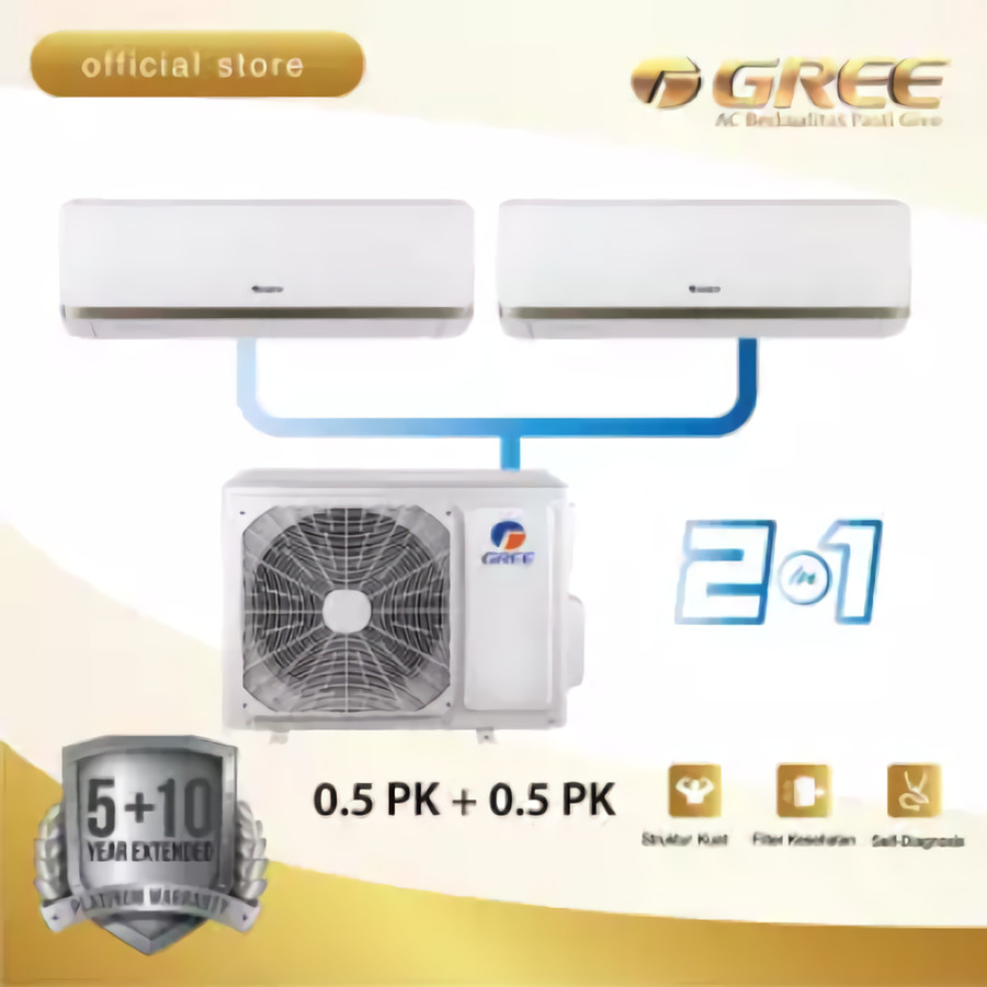 Jual AC GREE GWC-0505CS AC MULTI COMBO SPLIT INVERTER 1/2PK + 1/2PK | Shopee Indonesia