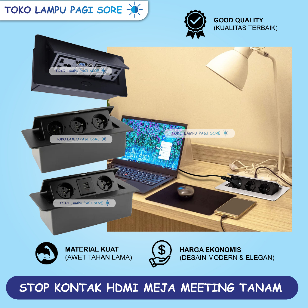 Jual Stop Kontak Meja Meeting HDMI USB VGA Audio 3.5mm RJ45 Tanam Pop ...