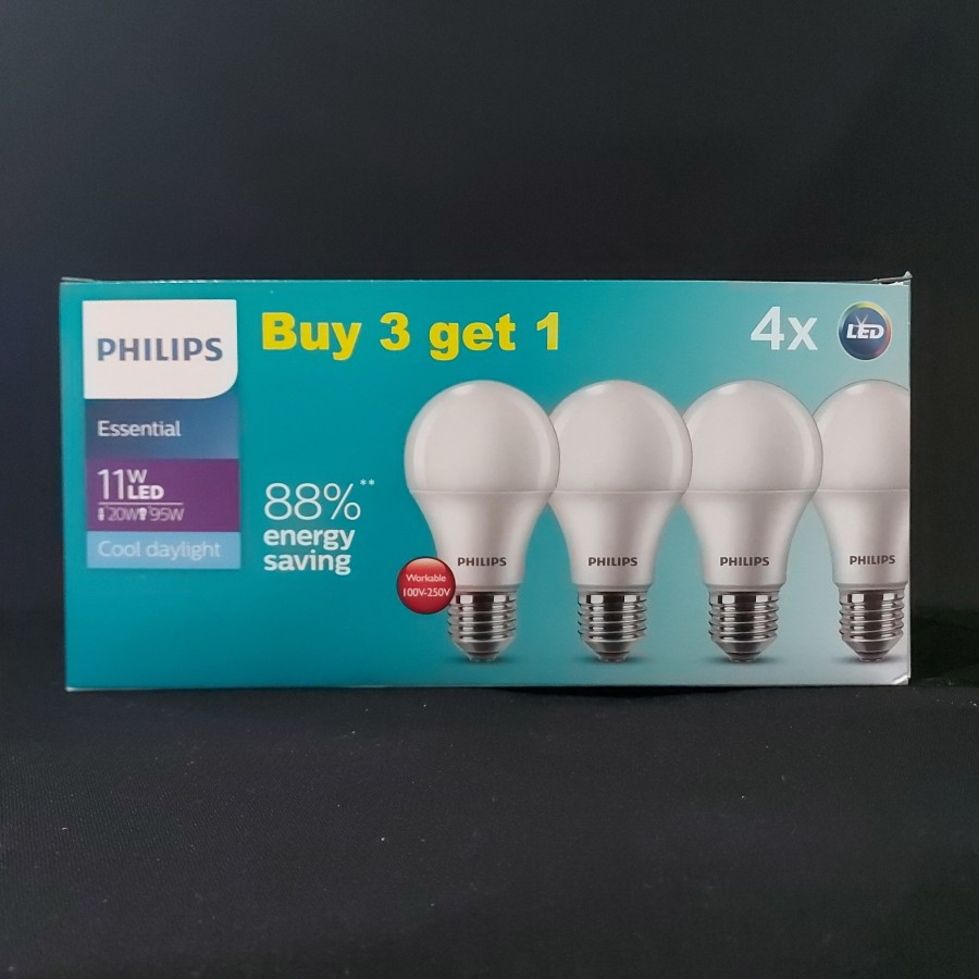 Jual Lampu Led Philips Essential Isi 4 Paket Hemat 5W 7W 9W 11W Beli 3 Gratis 1 Sinar Putih ...