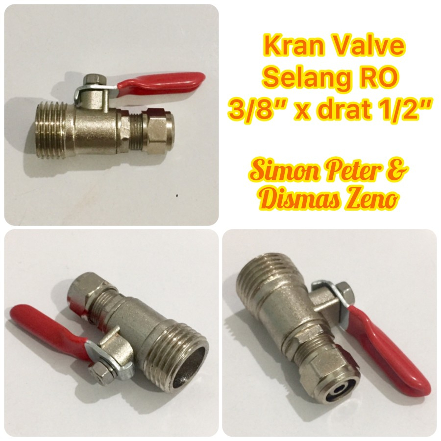 Jual Kran Ball Valve Connector Keran Selang RO 3/8“ inch x Drat 1/2 ...