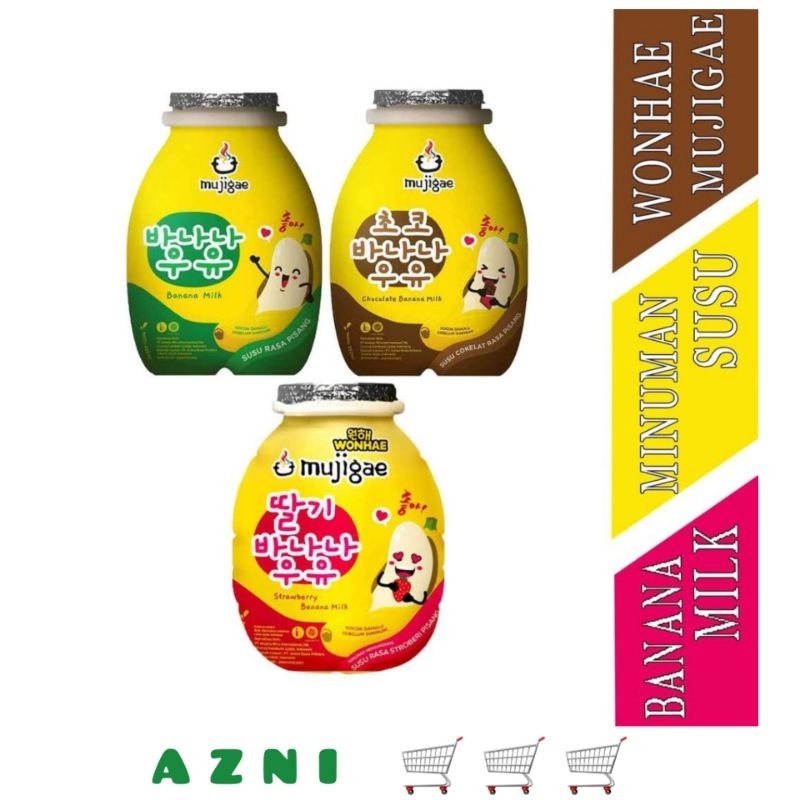 Jual Mujigae Banana Milk Botol 250 ml - Coklat/ Pisang/ Strawberry ...