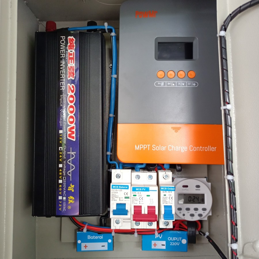 Jual box panel OFF GRID 2000W mppt 60A inverter pure sine wave 12v 24v ...