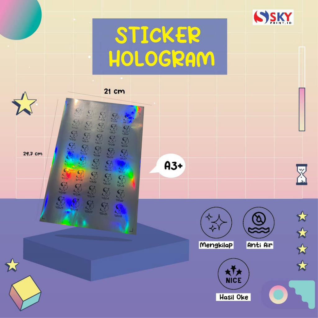 Jual Cetak Sticker Hologram A3+ Waterproof / Print Sticker Hologram ...