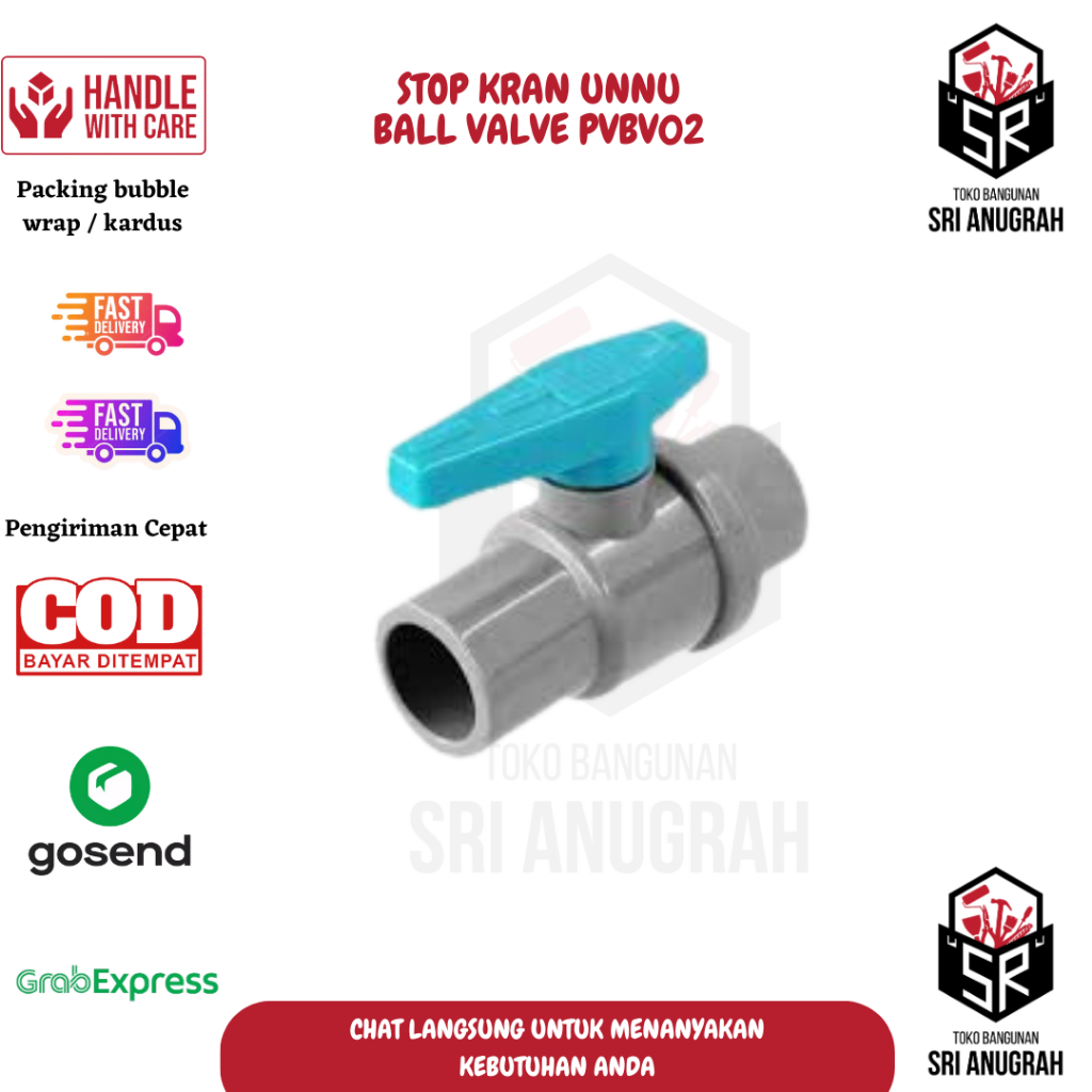 Jual Unnu Stop Kran Pvc Ball Valve PVBV02 | Shopee Indonesia