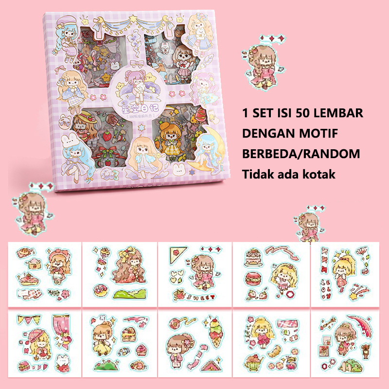Jual 1 SET 50 LEMBAR STICKER AESTHETIC DIY / STICKER LUCU IMUT | Shopee ...