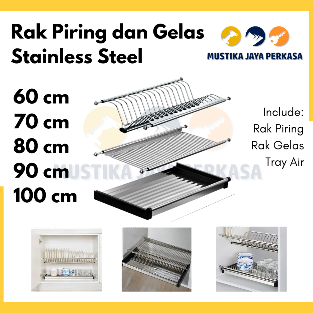 Jual Rak Piring Dapur Atas 60 70 80 90100 cm Gantung Tempat Piring ...