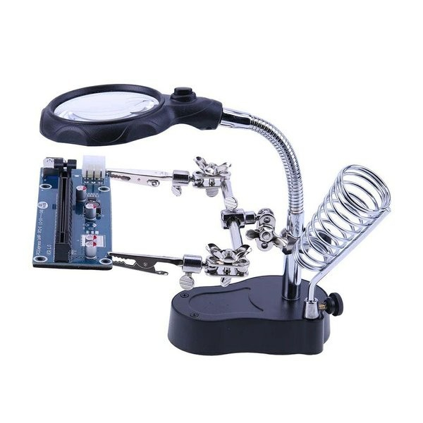 Jual Taffware Alat Pegangan Solder Helping Hand LED Kaca Pembesar 3.5X ...