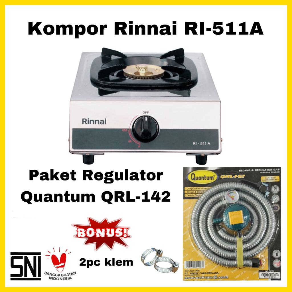 Jual Paket Kompor Gas Rinnai 1 Tungku RI-511A Bonus Selang Regulator ...