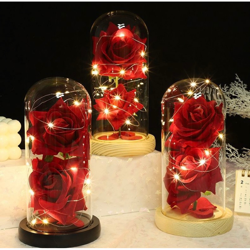 Jual Bunga Mawar KACA AKRILIK lampu tidur LED kado valentine , wisuda ...
