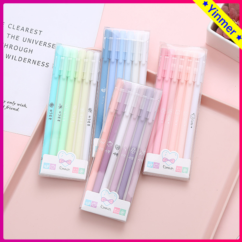 Jual COD6Pcs/set Pena Tanda Tangan Siswa Sederhana Warna/ Pena Penel ...