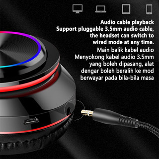 Jual Headset Headphone Bluetooth Wireless5.0 gaming LED HIFI Bercahaya ...