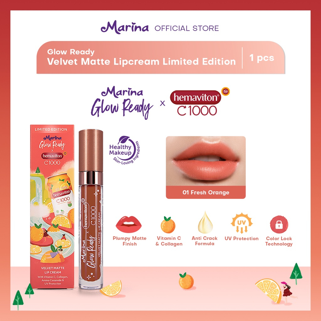 Jual Marina Glow Ready Luscious Lipstick / Marina Glow Ready Velvet ...