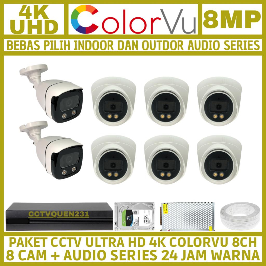 Jual PAKET CCTV COLORVU 8MP 8 CHANNEL 8 KAMERA ULTRA HD 4K CAMERA AUDIO ...