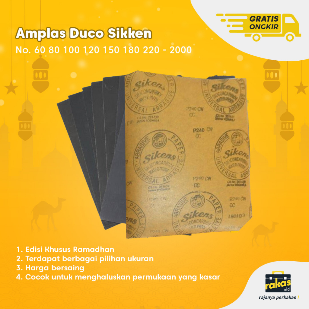Jual Amplas Duco Sikken No. 60 80 100 120 150 180 220 - 2000 ...