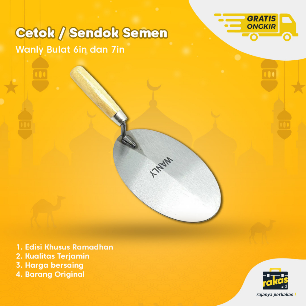 Jual Cetok / Sendok Semen Wanly/ Glx Bulat 6in dan 7in Bermutu | Shopee ...
