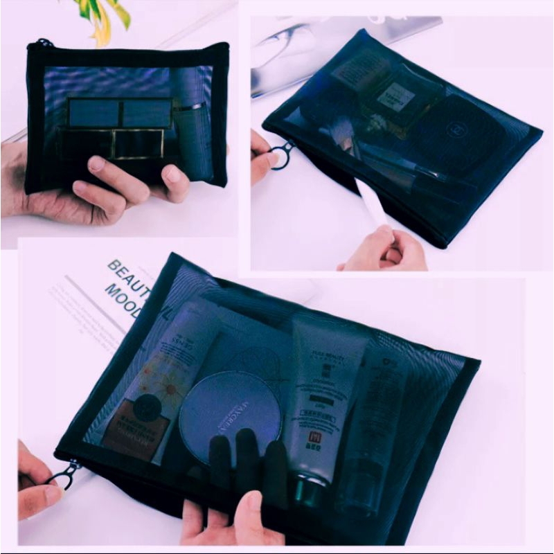Jual LJA Pouch Make up Dompet jaring kosmetik hijau army Tas Travel ...