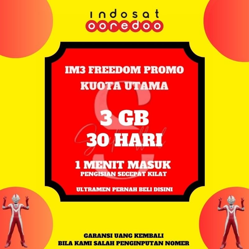 Jual PROMO PAKET DATA KUOTA INDOSAT FREEDOM IM3 INTERNET FULL 24 JAM ...