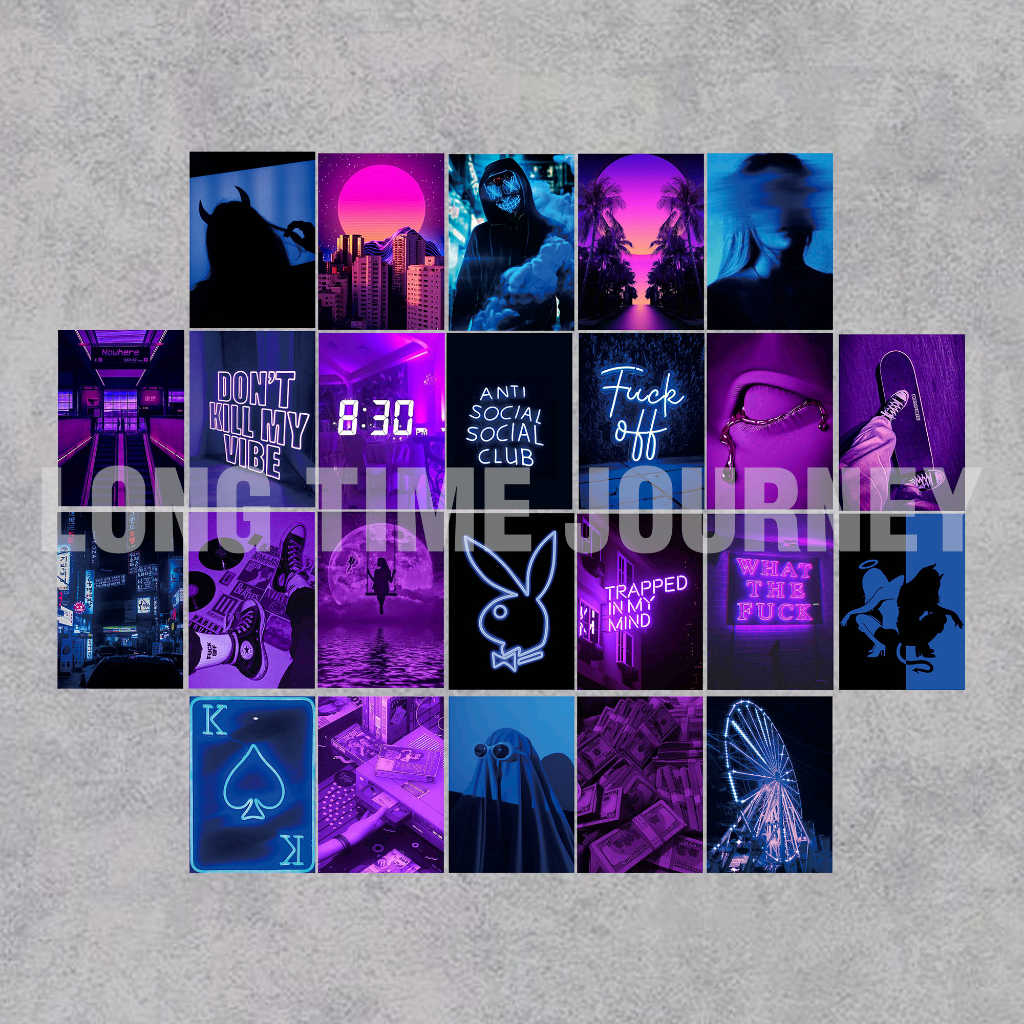 Jual Poster Dinding Blue Neon & Purple neon 12 pcs Poster Aesthetic ...