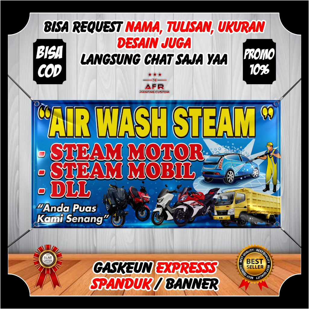 Jual Spanduk Banner Cuci Motor Custom Murah Berkualitas 200 x 80 cm ...