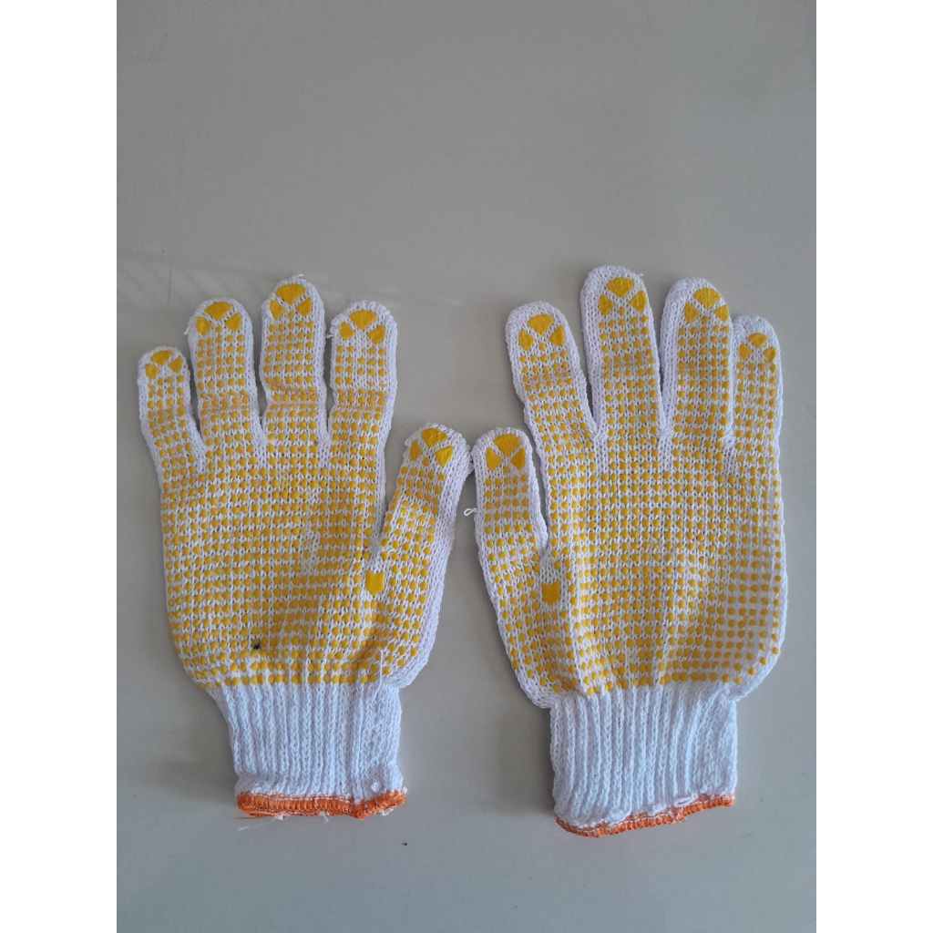 Jual SARUNG TANGAN KERJA KEBUN PERTUKANGAN KAIN GLOVE PUTIH BINTIK ...