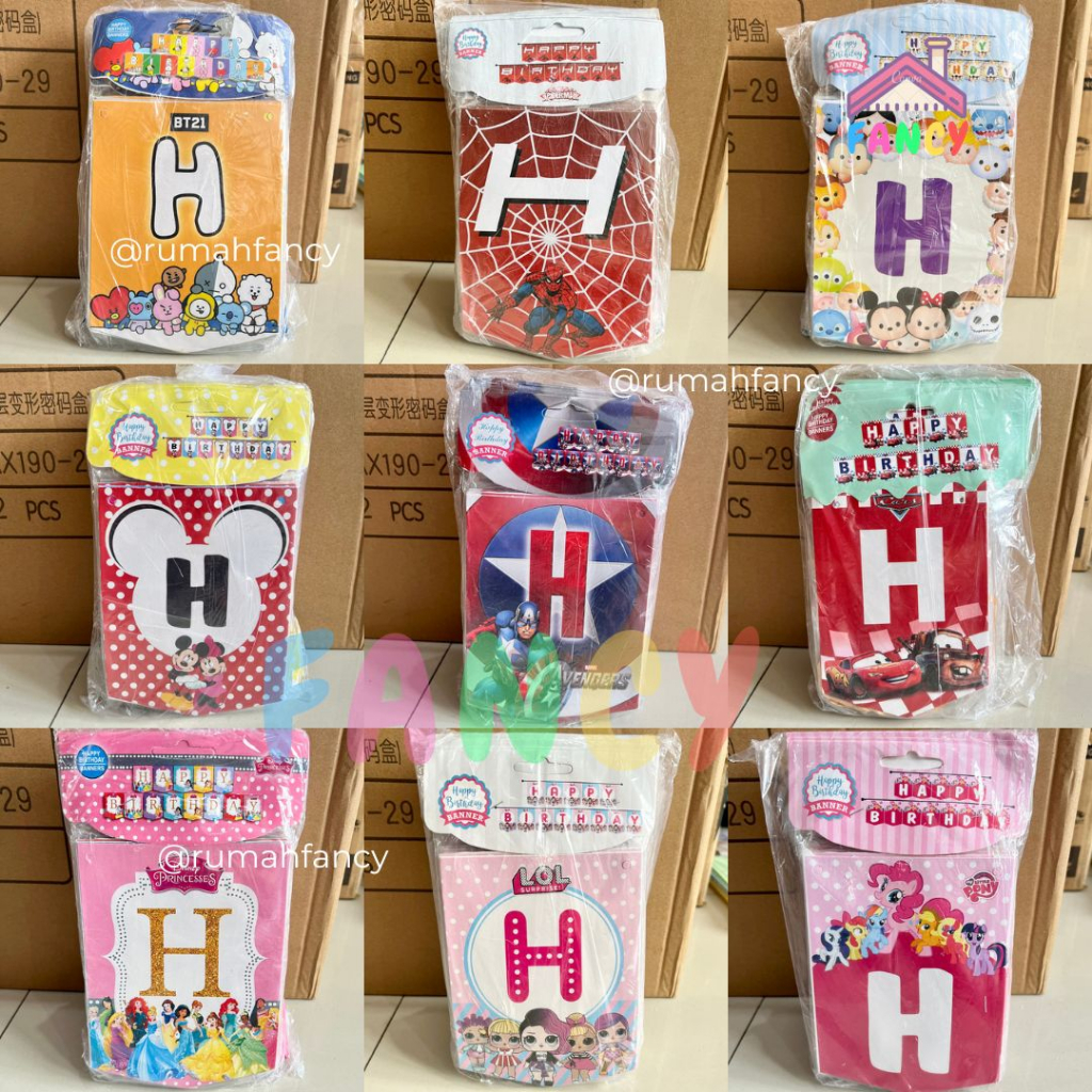 Jual Banner / Buting Flag Happy Birthday Ulang Tahun Segi Lima karakter ...