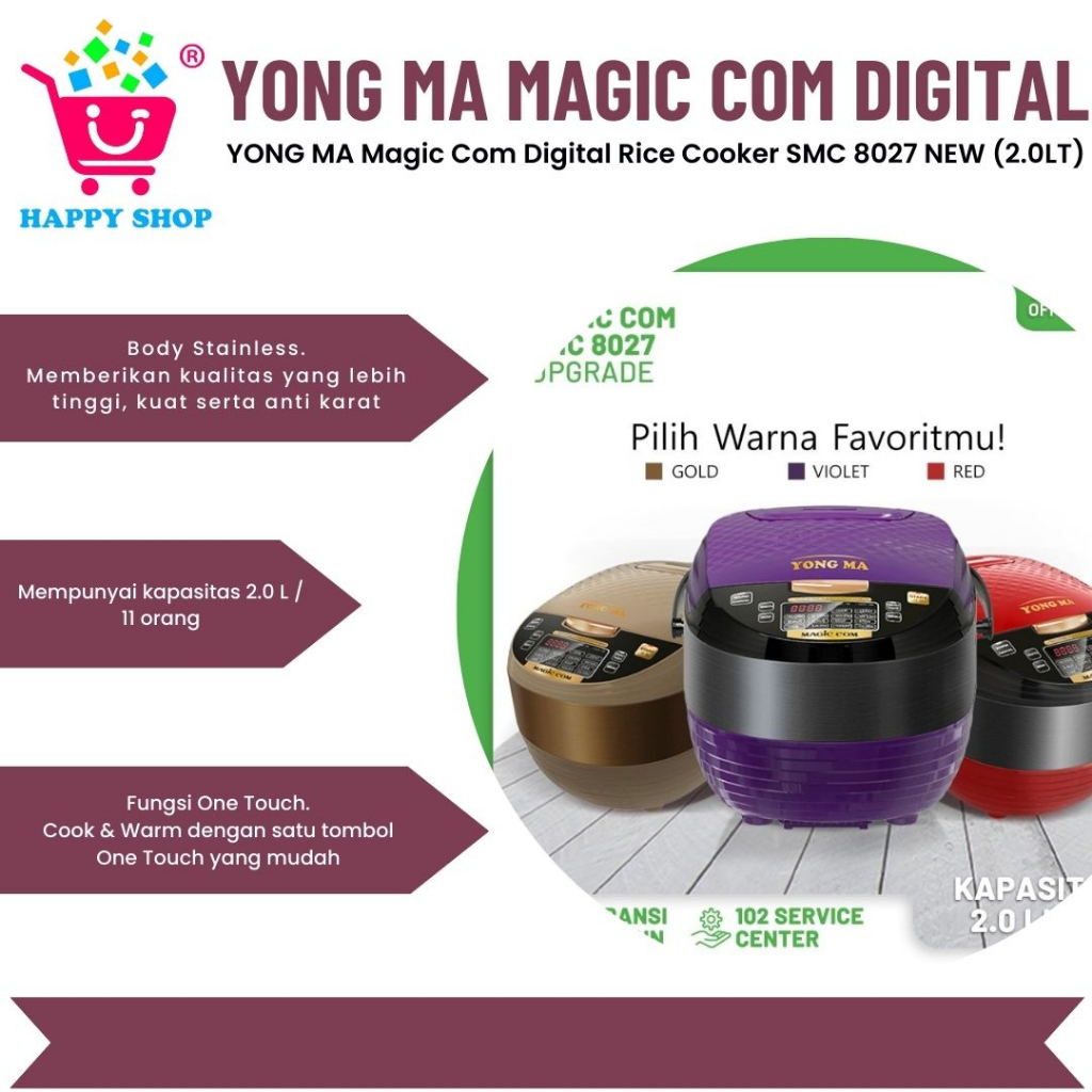 Jual YONG MA Magic Com Digital Rice Cooker SMC 8027 NEW (2.0LT ...