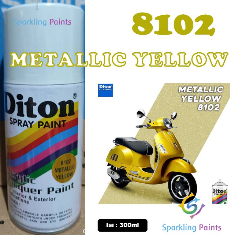Jual Pilox Diton Metallic Yellow 8102 300ml Warna Kuning Metalik Sepeda ...