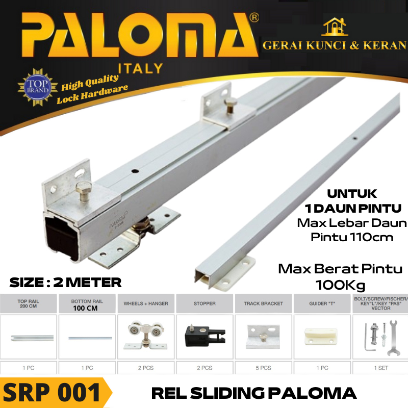 Jual SLIDING RAIL PALOMA PINTU GESER SRP 001 2 METER REL SLIDING ...