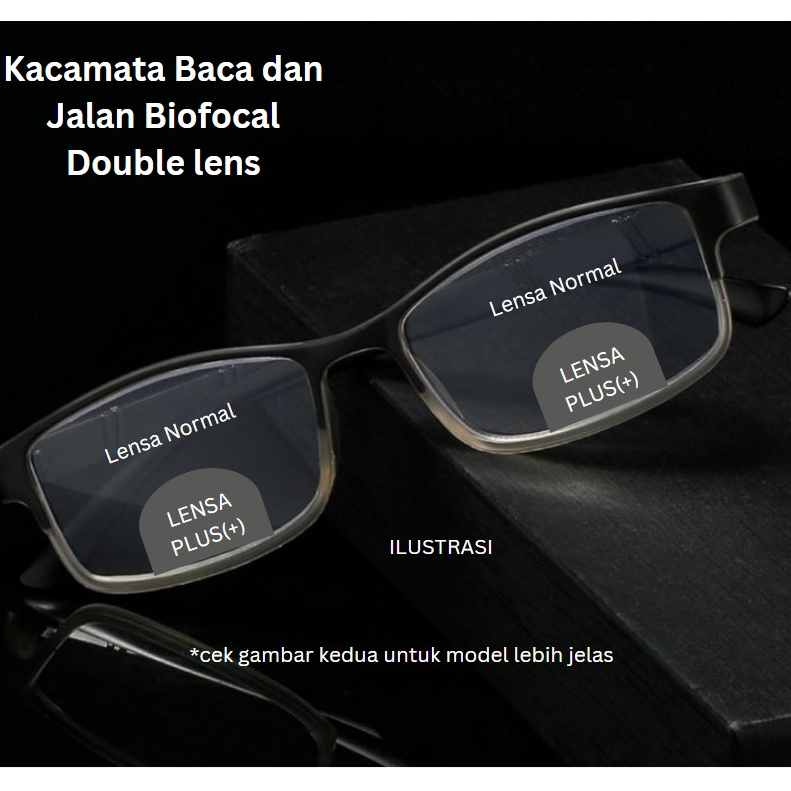 Jual Kacamata Baca Pria Wanita Jauh Dekat Dobel Lensa Plus Anti Radiasi ...